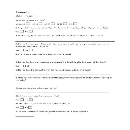 Audience Feedback Questionaire | PDF