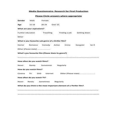 Film trailer questionnaire | PPTX