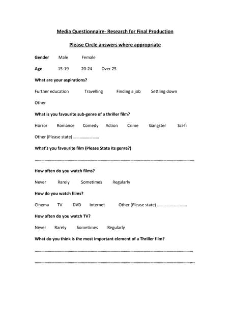 Target audience questionnaire | PDF