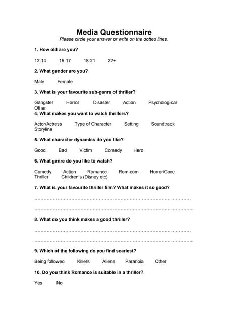 Pre-Shooting Questionnaire | PDF