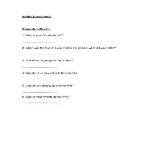 Media questionnaire