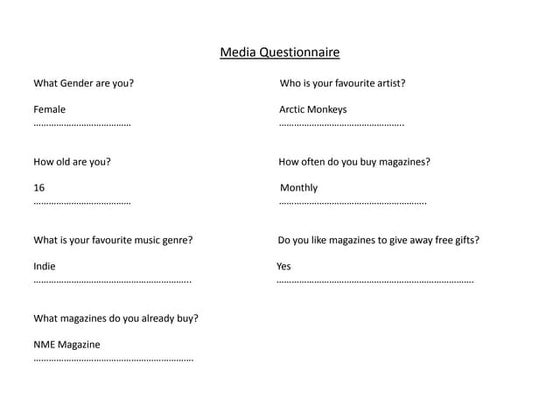 Questionnaire for music magazine | DOCX