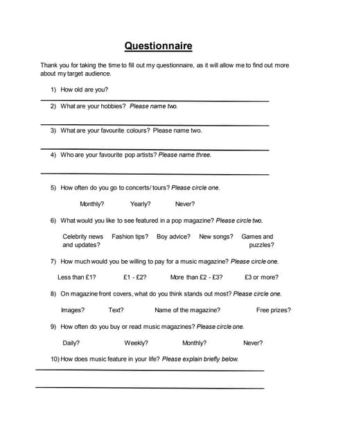 Magazine questionnaire | DOCX