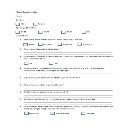 Media Questionnaire | PDF