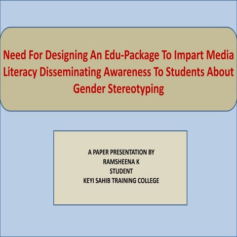 media literacy for students to prevent gender stereotyping | PPTX