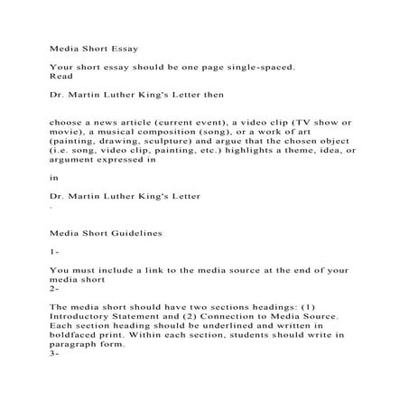 Media Short Essay Your short essay should be one page single-spa.docx