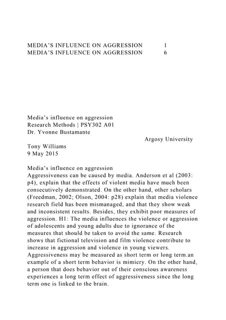 Media Violence And Aggression | PPTX | Parenting Teens | Parenting