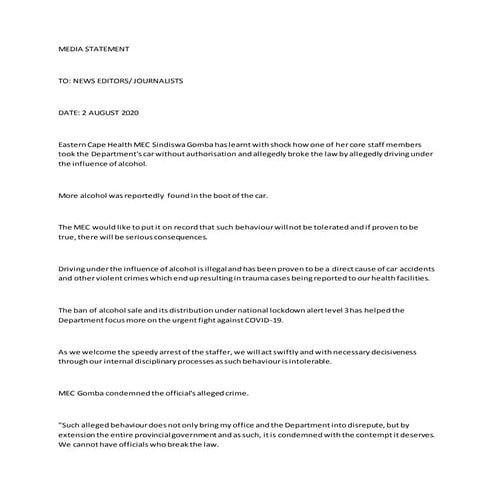 Media statement | DOCX