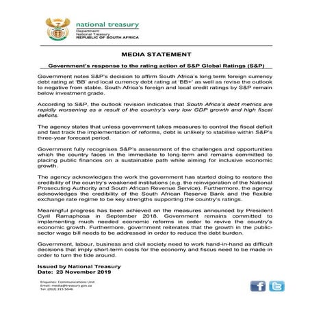 Media Statement: Response to announcement by Fitch Ratings | PDF