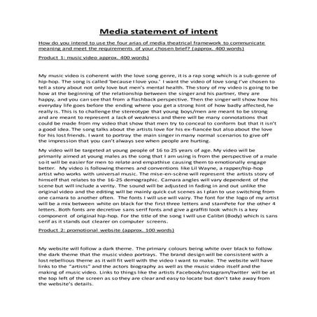 Media statement of intent