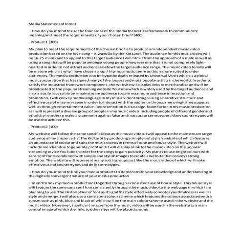 Media statement of intent