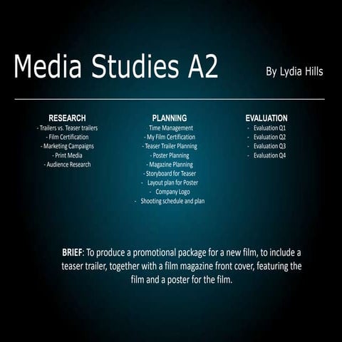 Media studies a2 lydia hills | PPT