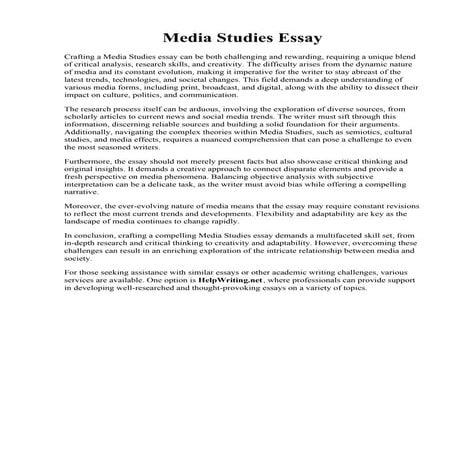 Media Studies Essay | PDF | Style & Fashion