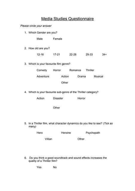 Film teaser trailer questionnaire | DOCX