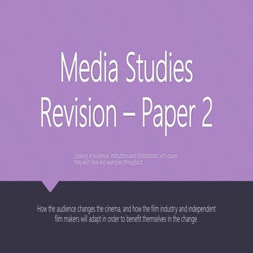 Media studies revision – paper 2 | PPT