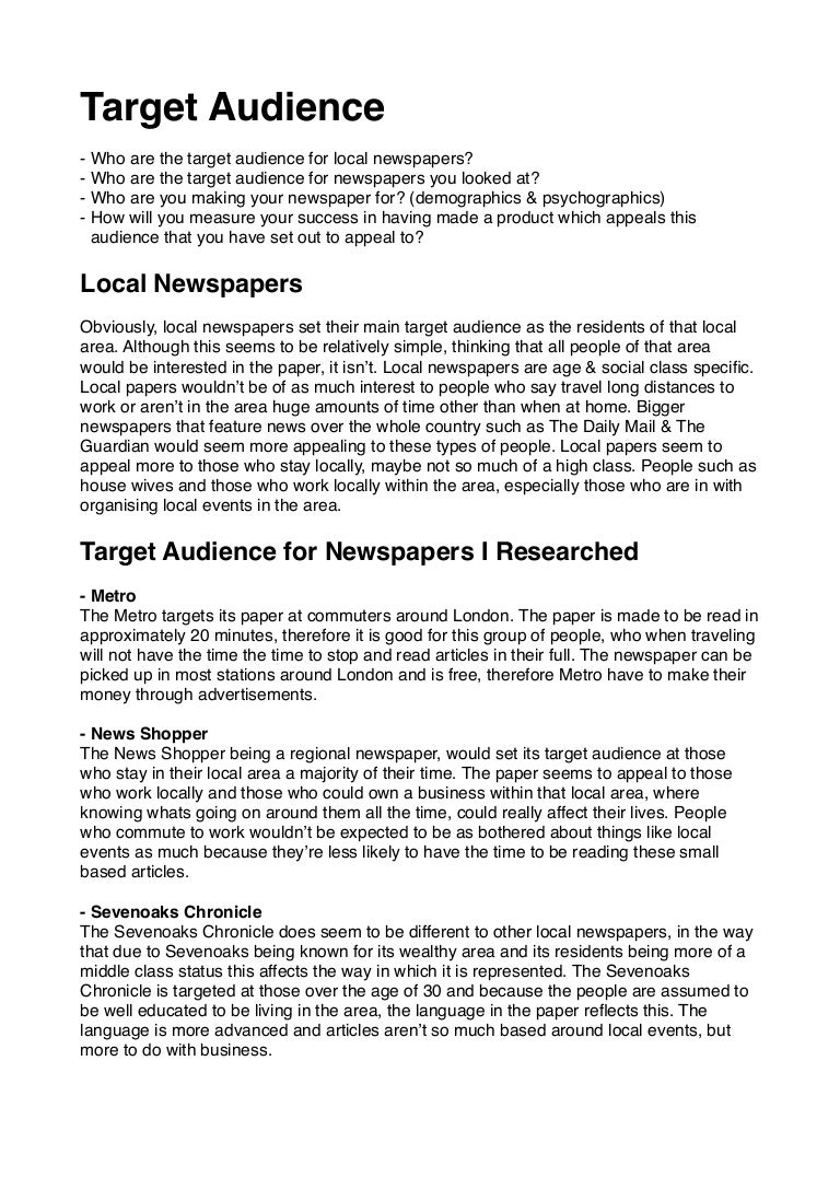 Media Target Audience A2 Post Pdf