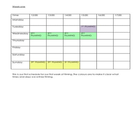 Media timetable week 1 | DOCX