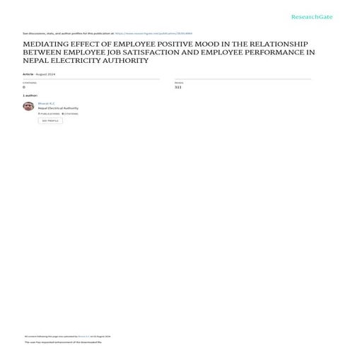 Mediating Effect of Employee positive mood in the relationship between employee job satisfaction ...