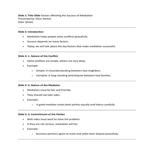 Factors Affecting the Success of Mediation | PDF