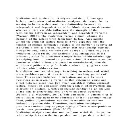 Mediation and Moderation Analyses and their AdvantagesIn both mo | DOCX ...