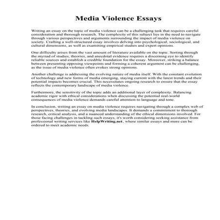 Essay On Media Violence. University of St. Thomas (Texas) | PDF