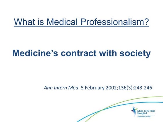 Professionalism in medical practice | PPT