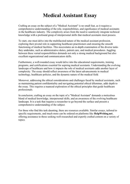 Medical Assistant Essay Examples.pdf | Healthcare Industry | Industries
