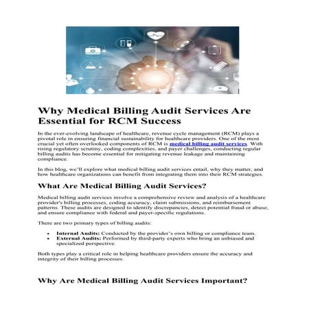 Why Medical Billing Audit Services Are Essential for RCM Success | PDF