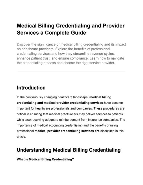 Medical Billing and Credentialing: Differences and Their Importance | PPT