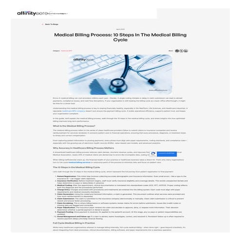 Medical Billing Process: 10 Steps in the Medical Billing Cycle | PDF