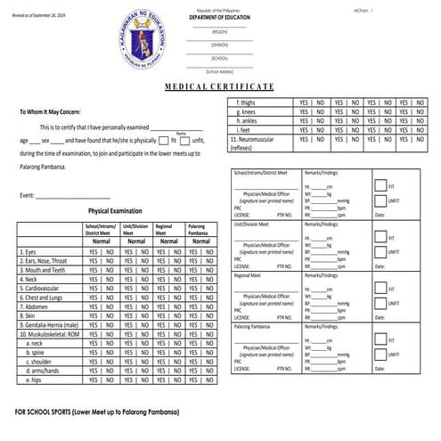 Medical Certificate Form 1.pdf(Athletes) | PDF
