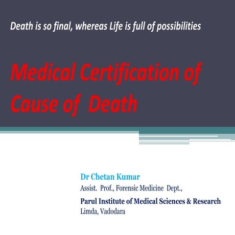 Medical certification of cause of death | PPTX