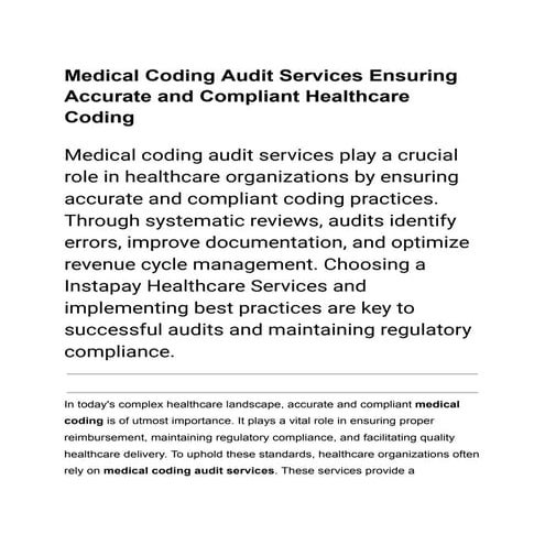 Medical Coding Audit Services Ensuring Accurate and Compliant Healthcare Coding.pdf