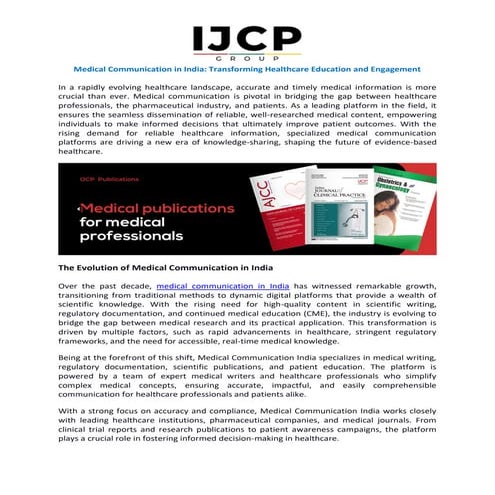 Medical Communication in India Transforming Healthcare Education and ...