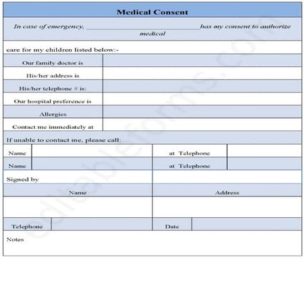 Medical Consent Fillable PDF Form Template | PDF