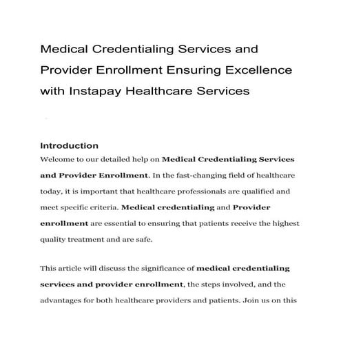 Medical Credentialing Services and Provider Enrollment Ensuring ...
