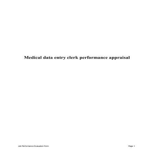 Medical data entry clerk performance appraisal | DOCX