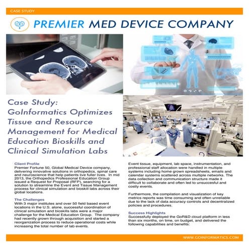 Medical Education and Bioskills Labs - Case Study | PDF