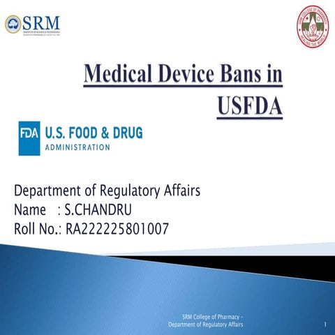 Medical Device Ban in USFDA | PPTX