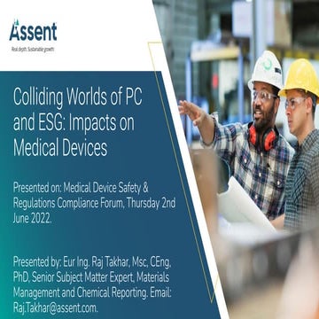 Medical Device Forum - PC v ESG - 2nd June 2022 | PDF