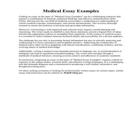 Medical Essay Examples | PDF