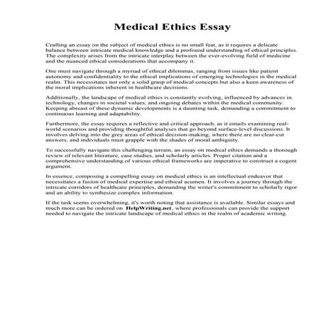 Essay On Medical Ethics. Stevens Institute of Business and Arts | PDF