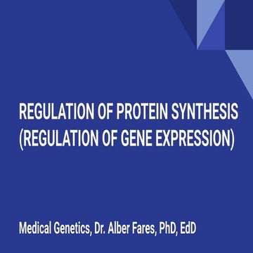Medical Genetics _ REGULATION OF PROTEIN SYNTHESIS (REGULATION OF GENE ...