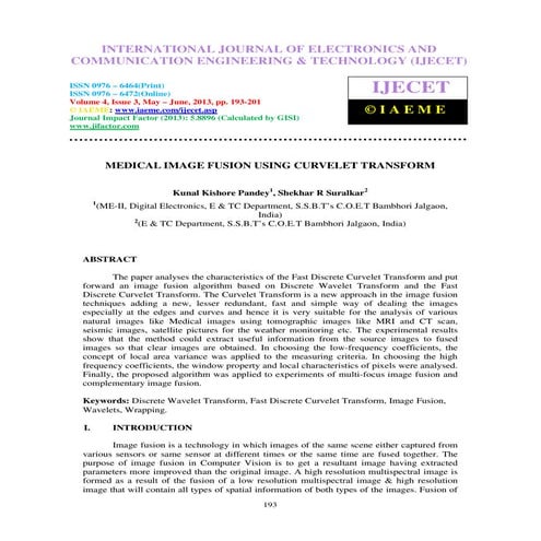 Medical Image Fusion Using Curvelet Transform 2 3 4 5 Pdf