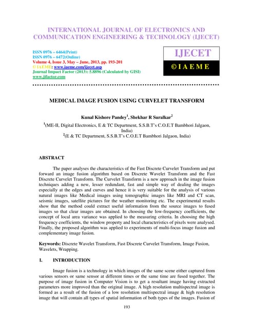 Medical Image Fusion Using Curvelet Transform 2 3 4 5 Pdf