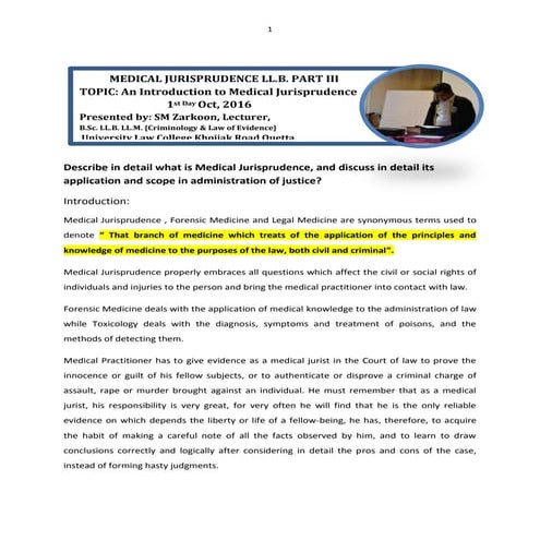 Medical jurisprudence | PDF