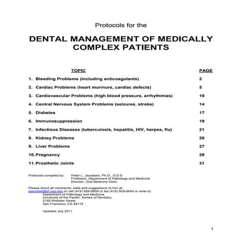 dental management of medically complex patients | PDF