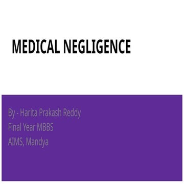 Forensic Medicine ( For MBBS Students ) : Medical Negligence | PPTX