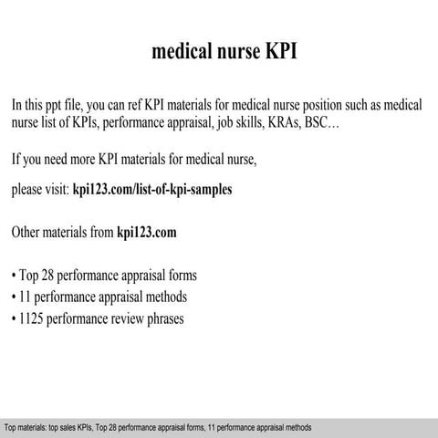 Medical nurse kpi | PPT