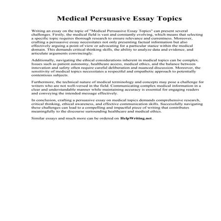 Medical Persuasive Essay Topics.pdf | Healthcare Industry | Industries